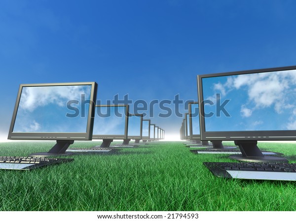 Row Computers Field Grass Stock Illustration 21794593 | Shutterstock