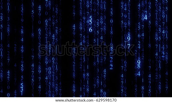 Rows Blue Digital Code Computer Generated Stock Illustration 629598170
