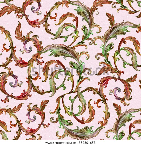Royal Seamless Texture Floral Pattern Watercolor Stock Illustration ...