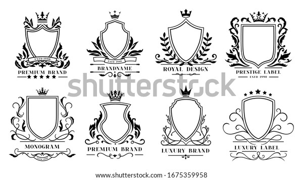 Royal Shields Badges Vintage Ornamental Frames Stock Illustration