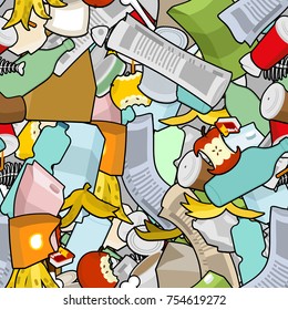 Rubbish Seamless Pattern Garbage Texture Trash Stock Illustration ...