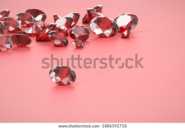 Ruby Red Diamond Group Placed On Stock Illustration 1886592718 ...