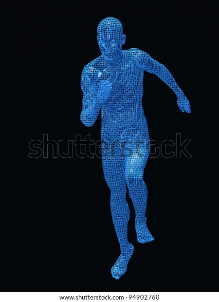 Run Digital Man Texture 3d Models: ilustracja stockowa 94902760 ...