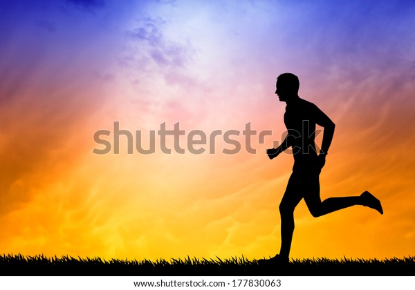 Running Man Sunset Stock Illustration 177830063 | Shutterstock