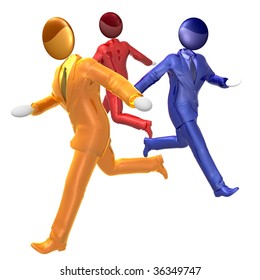 Running On Different Path 3d Businessman Stock Illustration 36349747 ...