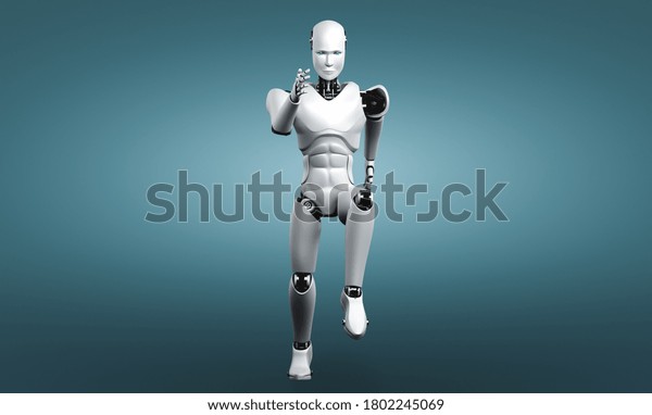 Running Robot Humanoid Showing Fast Movement Stock Illustration ...