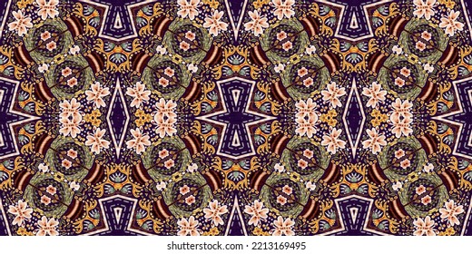 Rustic Provence Floral Border Pattern Boho Stock Illustration ...