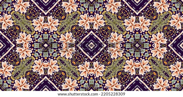 Rustic Provence Floral Border Pattern Boho Stock Illustration ...