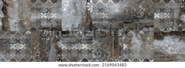 Rustic Wall Tile Design Damask Pattern Stock Illustration 2169043483 ...