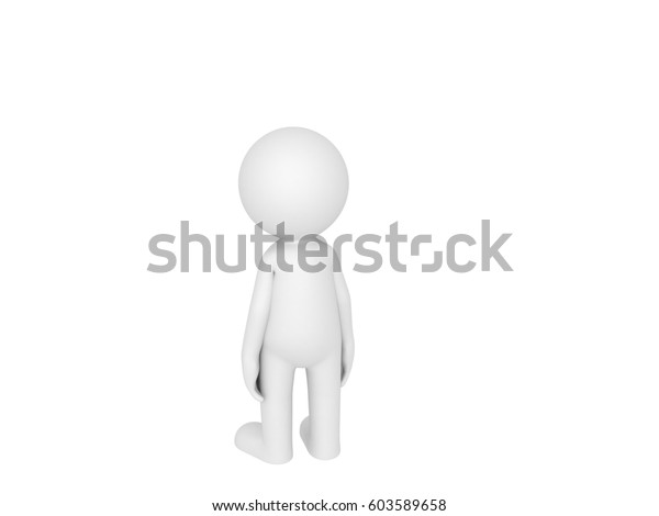 Sad Stick Man 3d Rendering Stock Illustration 603589658