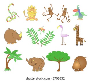Safari Animals Design Elements Stock Illustration 5705632 | Shutterstock