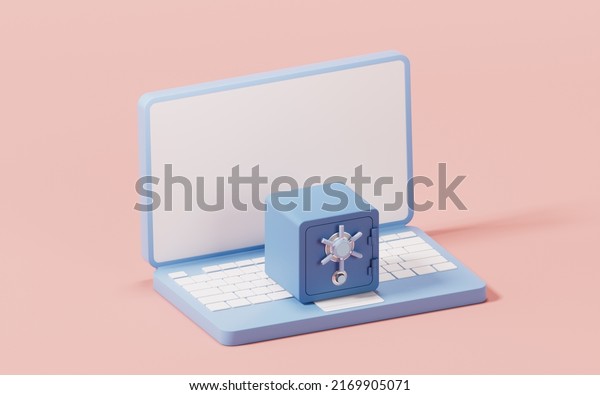 Safe Box Laptop 3d Rendering Computer Stock Illustration 2169905071 ...