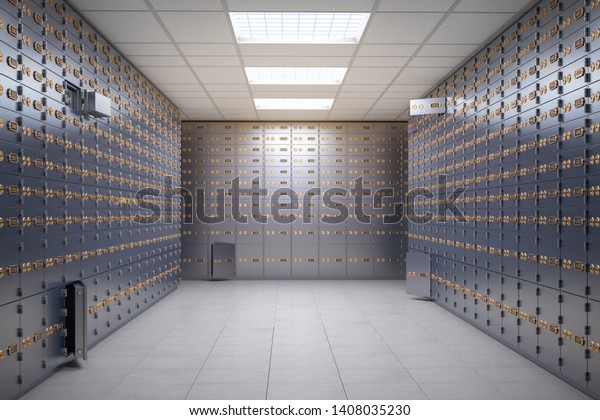 Safe Deposit Boxes Room Inside Bank Stock Illustration 1408035230