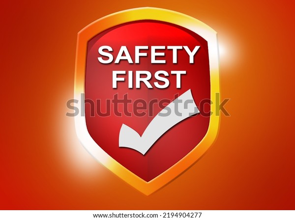 Safety First Shield Sign Checkmark 3d Stock Illustration 2194904277 ...