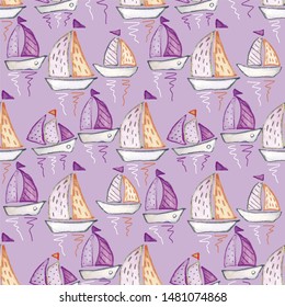 Sail Boats Seamless Repeat Pattern Watercolors Stock Illustration ...