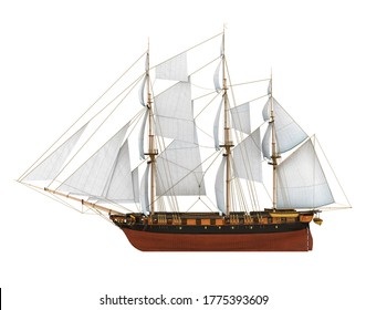 Sail Ship Isolated 3d Rendering Stock Illustration 1775393609 ...