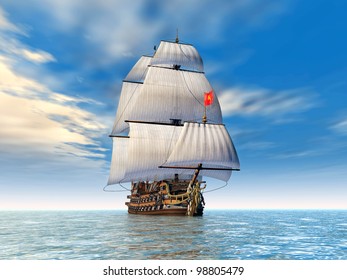 Sailing Ship Computer Generated 3d Illustration Stock Illustration ...