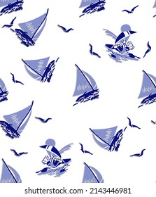 Sailor Bear Pattern On White Background Stock Illustration 2143446981 ...