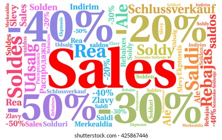 Sales Different Languages Word Cloud Concept Stock Illustration ...