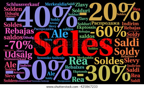 Sales Different Languages Word Cloud Concept Stock Illustration ...
