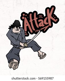 Samurai Attack Illustration Stock Illustration 569155987 | Shutterstock