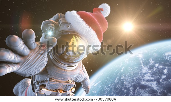 Santa Space 3d Render Earth Textures Stock Illustration 700390804