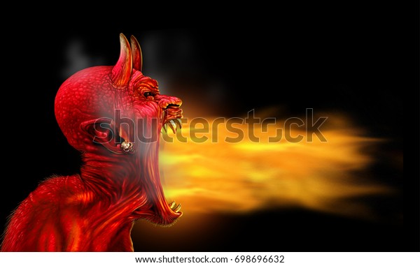 Satan Flames On Black Background Demon Stock Illustration 698696632