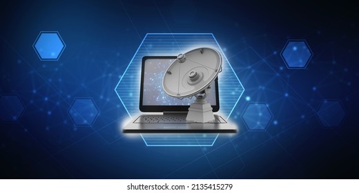 Satellite Connected Computer 3d Rendering Stock Illustration 2135415279 ...