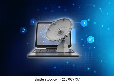 Satellite Connected Computer 3d Rendering Stock Illustration 2159089737 ...