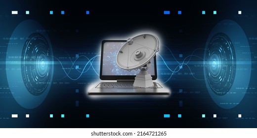 Satellite Connected Computer 3d Rendering Stock Illustration 2164721265 ...