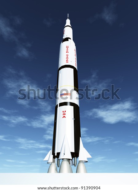 Saturn Rocket Computer Generated 3d Illustration Stock Illustration ...