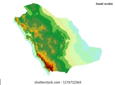 Saudi Arabia Elevation Map 3d Rendering Stock Illustration 1176712363