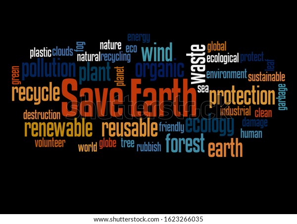 Save Earth Word Cloud Concept On Stock Illustration 1623266035 ...