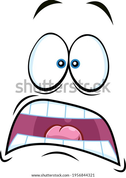 Scared Cartoon Funny Face Panic Expression Stock Illustration 1956844321