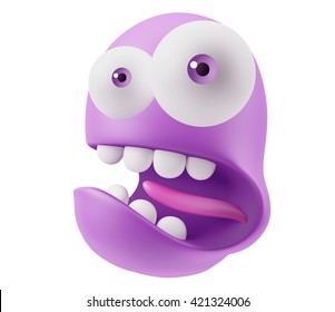 Pink Tired Monster Face Illustration Stock Vector (Royalty Free) 1234781926