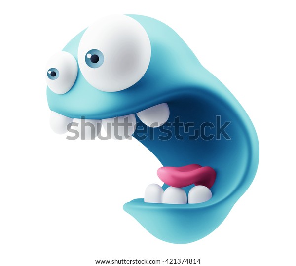 Scared Emoticon Face 3d Rendering Stock Illustration 421374814 ...