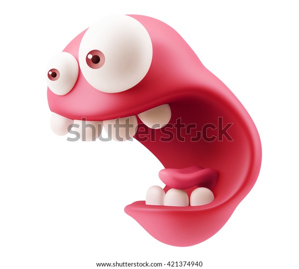 Scared Emoticon Face 3d Rendering : illustration de stock 421374940 ...