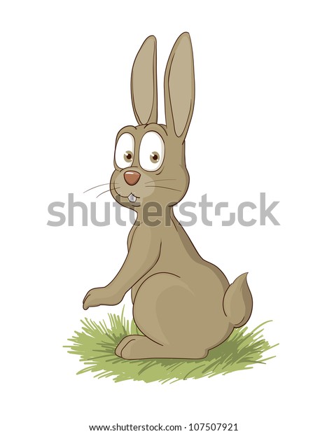 Scared Rabbit On Grass Stock Illustration 107507921