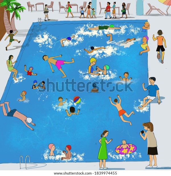 Scene Swimming Pool Stock Illustration 1839974455 | Shutterstock
