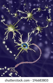 Schematic Communication System Nerve Cells Human Stock Illustration ...
