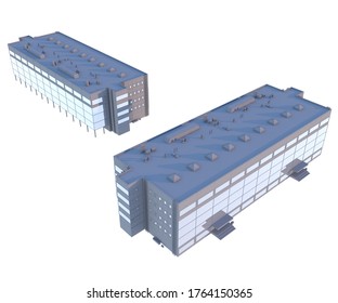 Schematic Industrial Building Isolate On White Stock Illustration ...