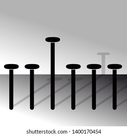 Schematic Representation Six Nails Standing Straight Stock Illustration ...