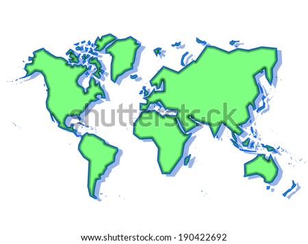 Schematic World Map Green Isolated On Stock Illustration 190422692 ...