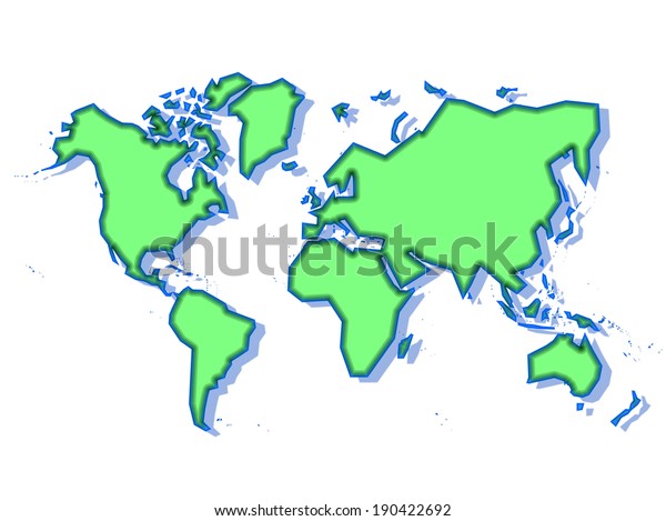 Schematic World Map Green Isolated On Stock Illustration 190422692