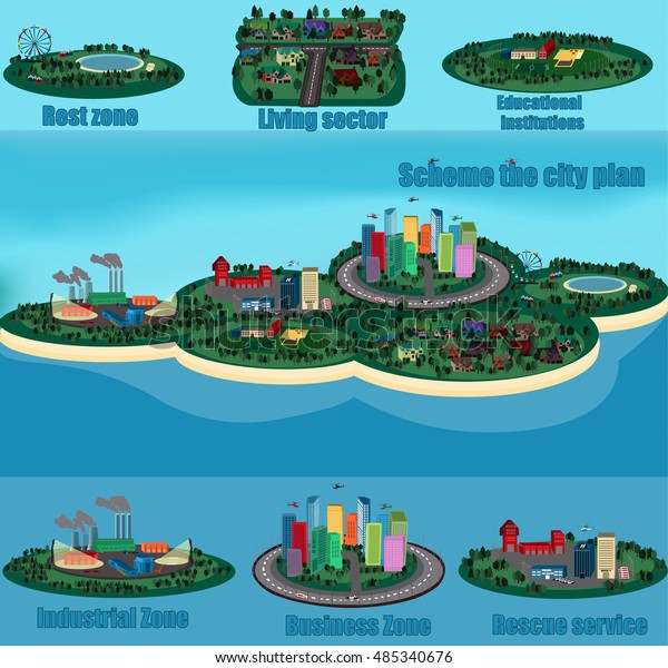 Scheme City Planning Infographics Vector Illustration 스톡 일러스트 485340676 ...