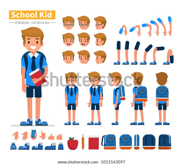School Boy Character Animation Flat Style Stock Illustration 1015563097 ...