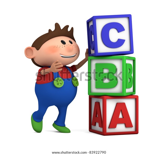 School Boy Stacking Abc Blocks On Stock Illustration 83922790 ...