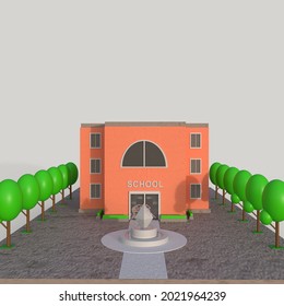 School Building Front Perspective View 3d Stock Illustration 2021964239 ...