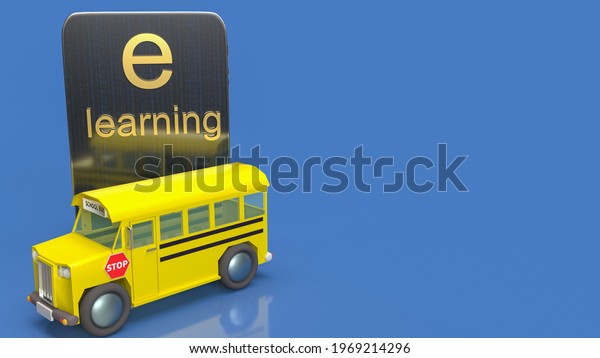 School Bus Tablet Online Learning E Stock Illustration 1969214296 ...
