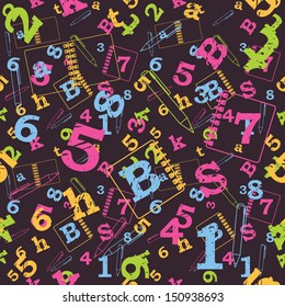 School Seamless Pattern Numbers Letters Stock Vector (Royalty Free ...